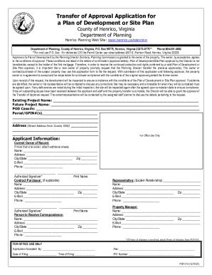 Fillable Online Transfer of Approval Application for a Plan of ...