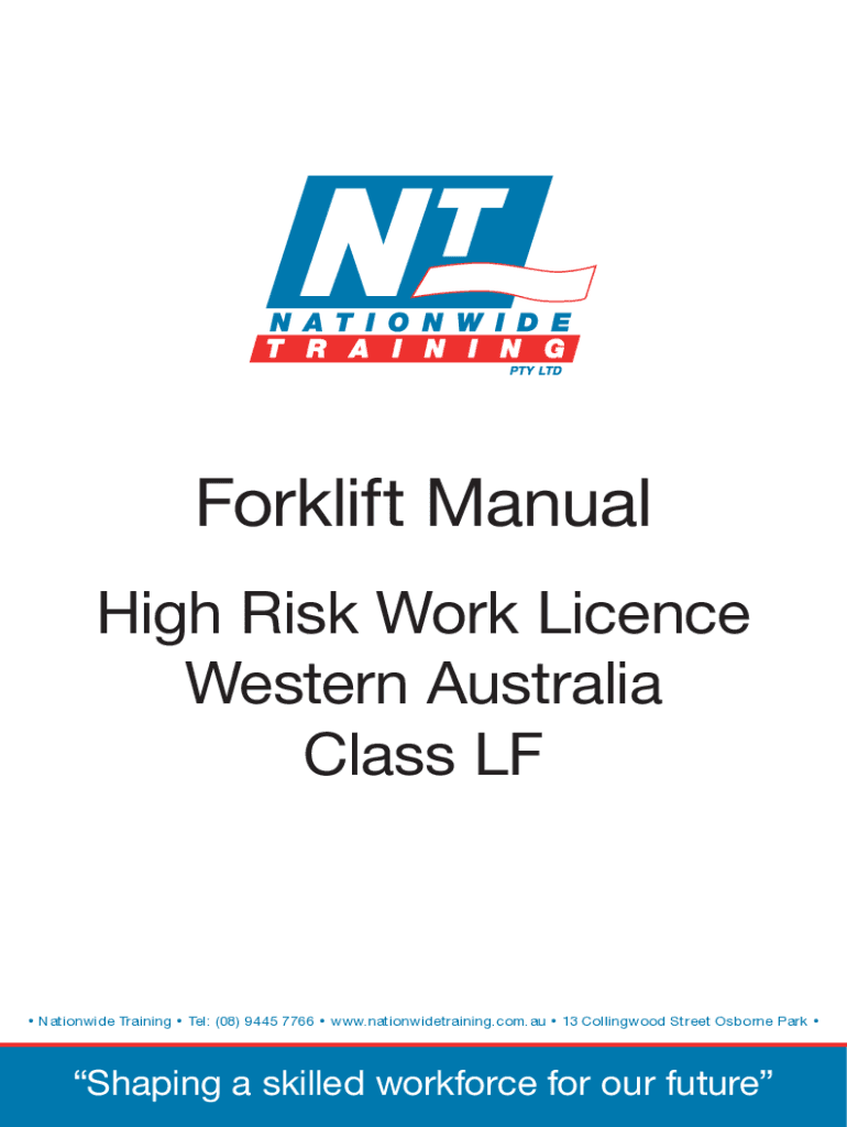 Fillable Online Forklift Operations Manual High Risk Work Licence ...