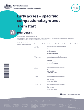 Fillable Online EAFR01 Early access - specified compassionate grounds - Benefit application form ...