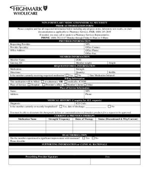 Fillable Online Prior Authorization Criteria Non-Formulary Medications ...