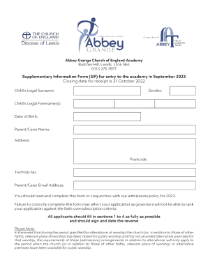 Fillable Online Supplementary Information Form (SIF) for entry to the ...