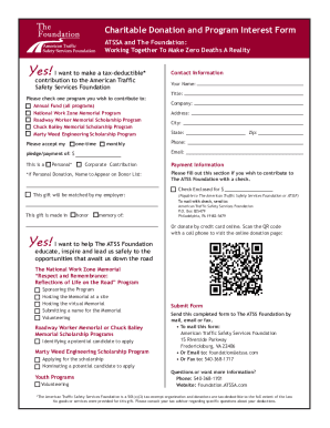 Fillable Online Charitable Donation and Program Interest Form ... Fax ...