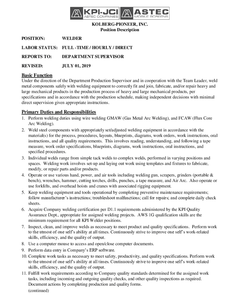 Fillable Online New Flyer - Weld Production Supervisor/Cell Leader Fax ...
