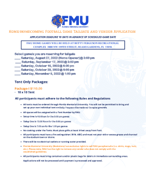 Fillable Online Florida Memorial University (FMU) Home Football Game Tailgate Application ...