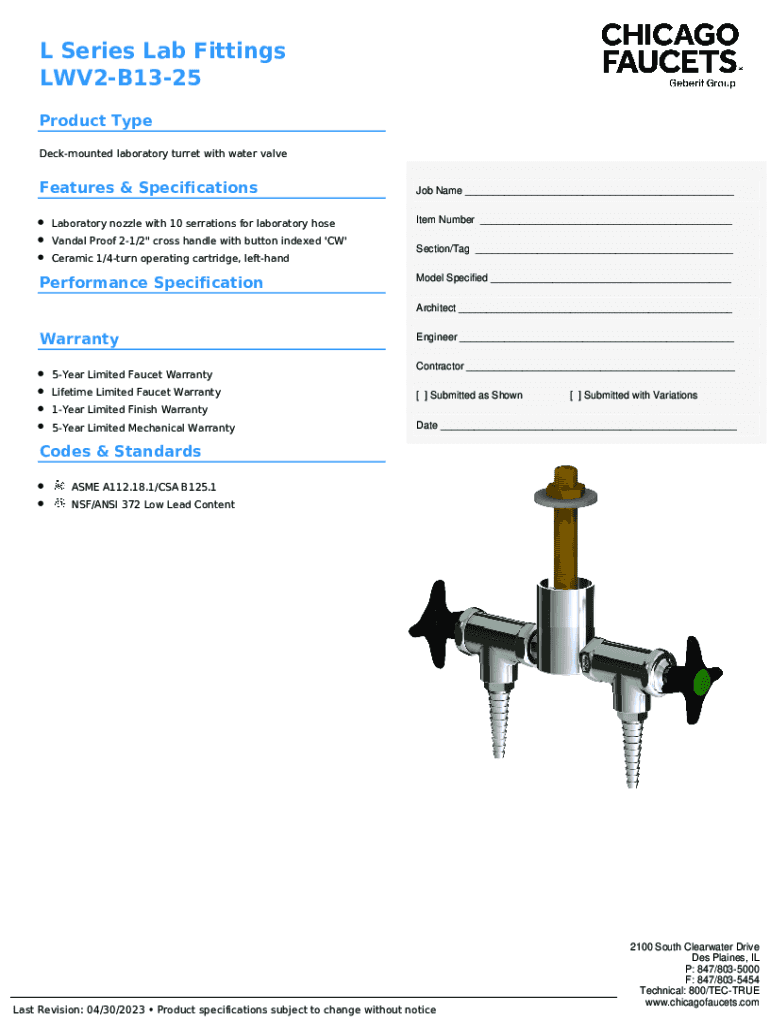 Fillable Online Item # LT-R-X2, Laboratory Turret, Deck or Wall Mounted ...