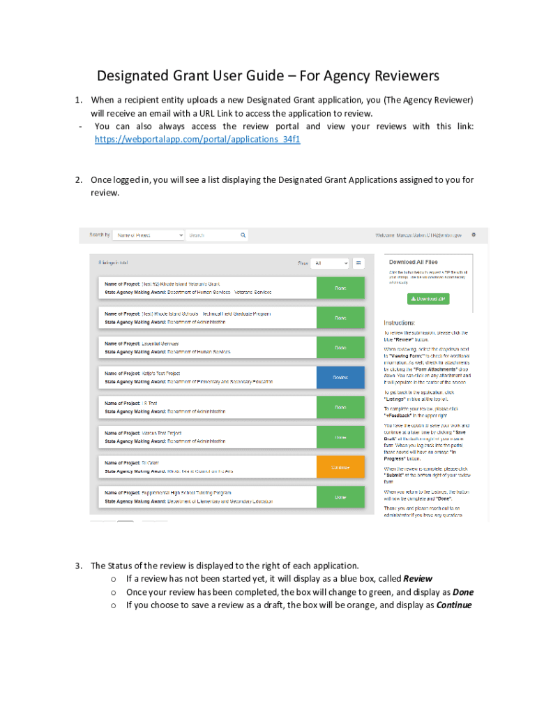 Fillable Online controller admin ri Designated Grant User GuideFor Agency Reviewers Fax Email ...