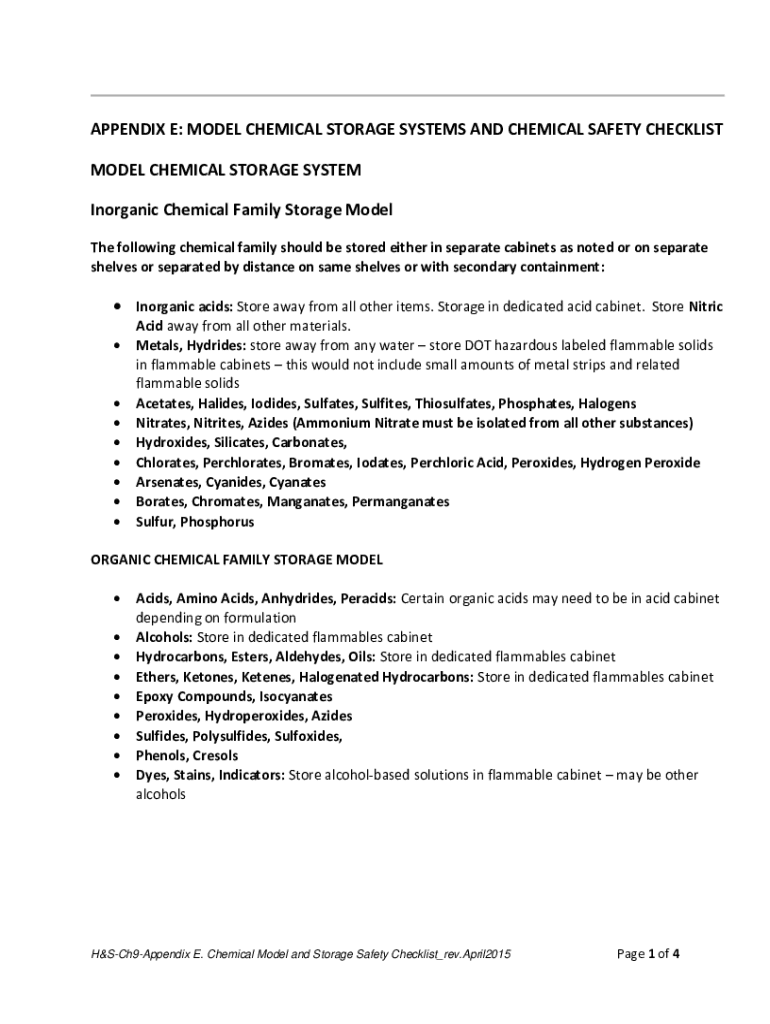 Fillable Online Health & Safety Manual, Chapter 9. Appendix 4 -Chemical ...
