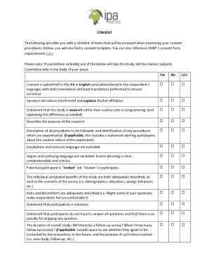 Fillable Online Consent Form Checklist for Using a Non- ... Fax Email ...