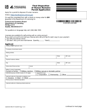 Fillable Online Forms: Funerals and cemeteriesWashington State ... - WA ...