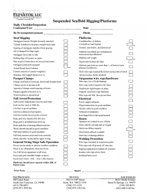 Fillable Online SUSPENDED SCAFFOLD PRE-OPERATION INSPECTION ... Fax ...