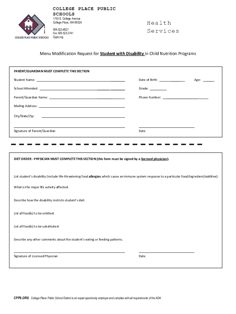 Fillable Online Diet Order With Disability Form Fax Email Print - pdfFiller