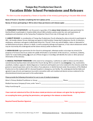 Fillable Online VBS Medical and Liability form Fax Email Print - pdfFiller