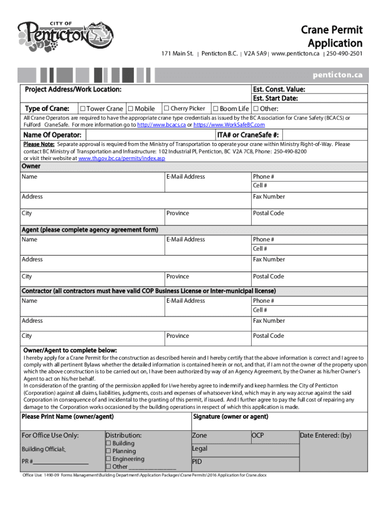 Fillable Online Building Permit Crane Permit Fax Email Print - pdfFiller