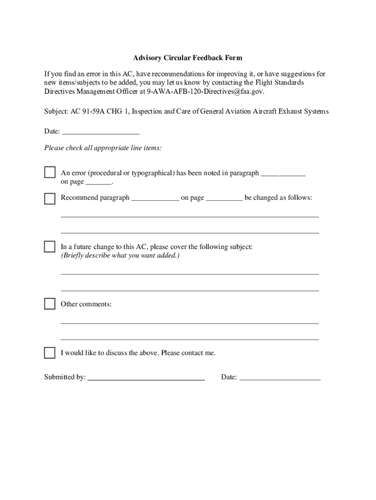 Fillable Online AC 91-59A CHG 1. Inspection and Care of General ...