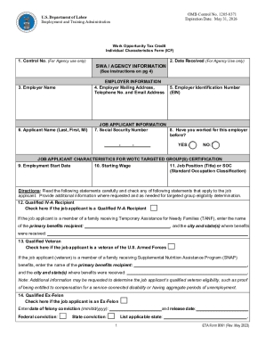 Fillable Online ETA Form 9061 - Individual Characteristics Form Fax ...