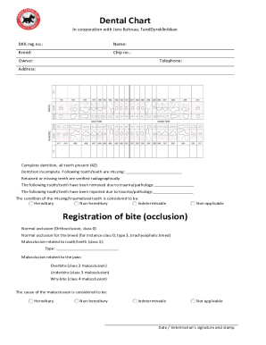 Fillable Online Dental Chart Registration of bite (occlusion) Fax Email ...