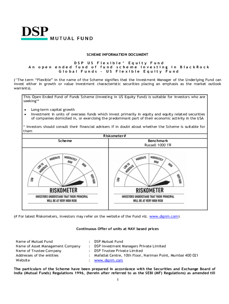 Fillable Online DSP US Flexible Equity Fund - Direct Plan - Growth Fax ...