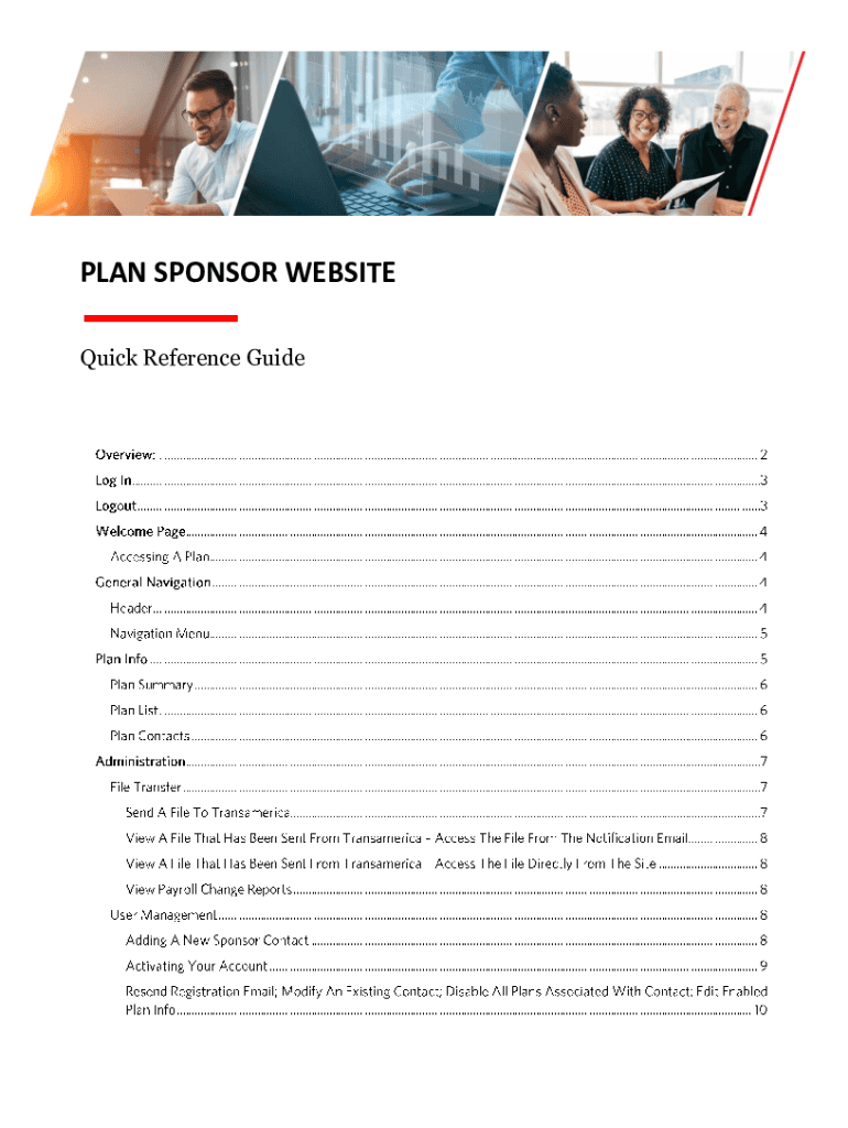 Fillable Online Plan Sponsor Website. Quick Reference Guide Fax Email ...