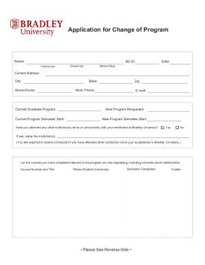 Fillable Online Application for Change of Program Fax Email Print ...