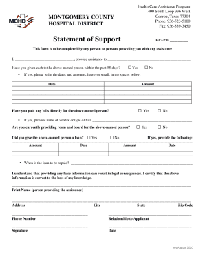 Fillable Online Statement of Support HCAP #: Fax Email Print - pdfFiller