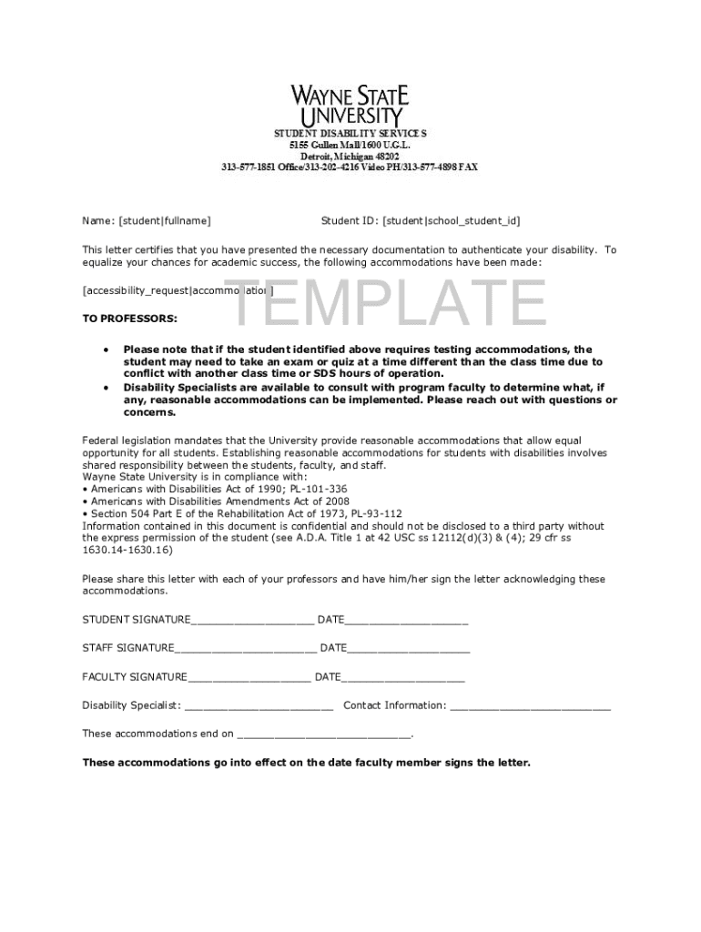 Fillable Online studentdisability wayne Syllabus Statement Fax Email Print - pdfFiller