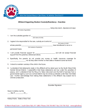 Fillable Online Affidavit of Custody/Residency - Guardian Fax Email ...