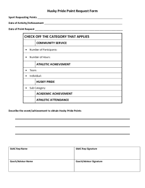 Fillable Online Husky Pride Point Request Form Fax Email Print - pdfFiller