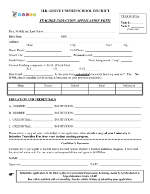 Fillable Online Teacher Induction Application Form Fax Email Print - pdfFiller