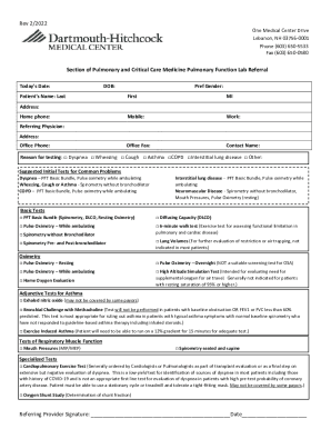 Fillable Online DHMC Pulmonary and Critical Care Medicine Pulmonary ...