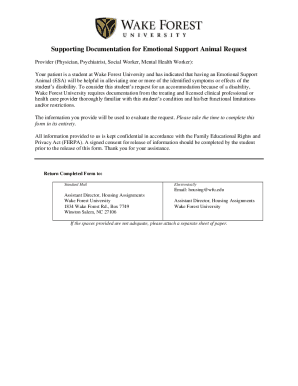 Fillable Online Supporting Documentation for Emotional Support Animal ...