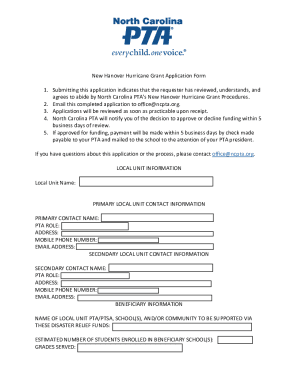 Fillable Online New Hanover Hurricane Grant Application Form Fax Email ...