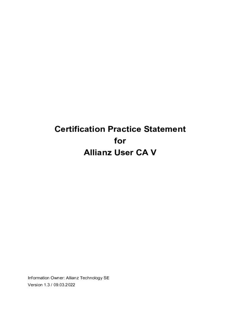 Fillable Online Allianz Root CA III - Certificate Practice Statement (CPS) Fax Email Print ...