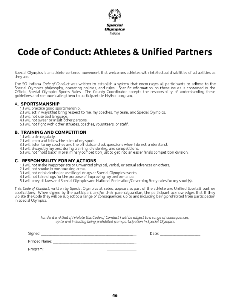 Fillable Online 10 Sports Code of Conduct Rules to Include in Your ...