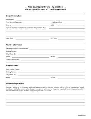 Fillable Online Application Kentucky Department for Local Government ...