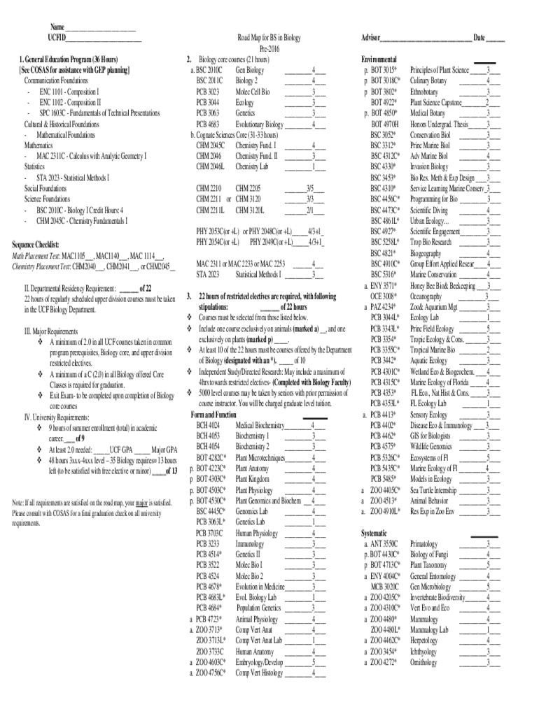 Fillable Online sciences ucf General Education Courses for A.S. Degrees ...