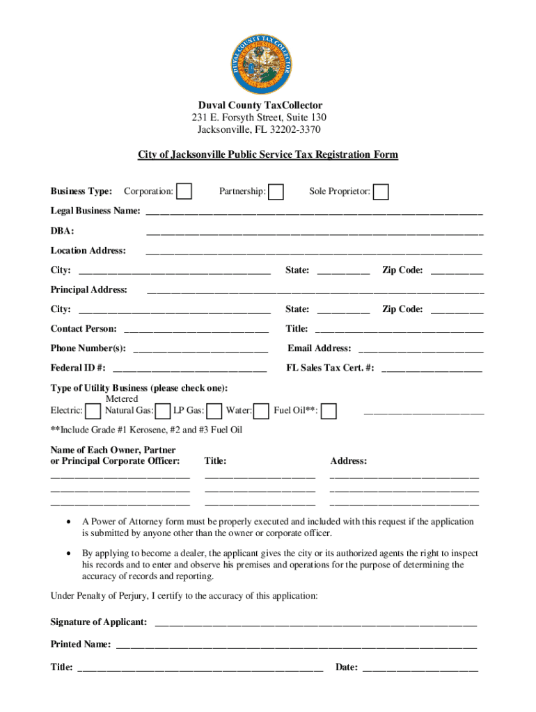 Fillable Online Public Service Tax Registration Form Fax Email Print ...