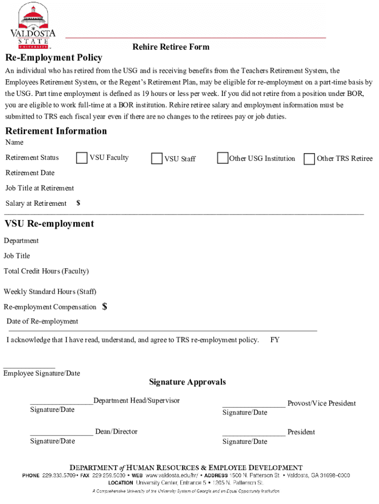 Fillable Online Retired State Employees Who Resume State Employment Fax Email Print - pdfFiller