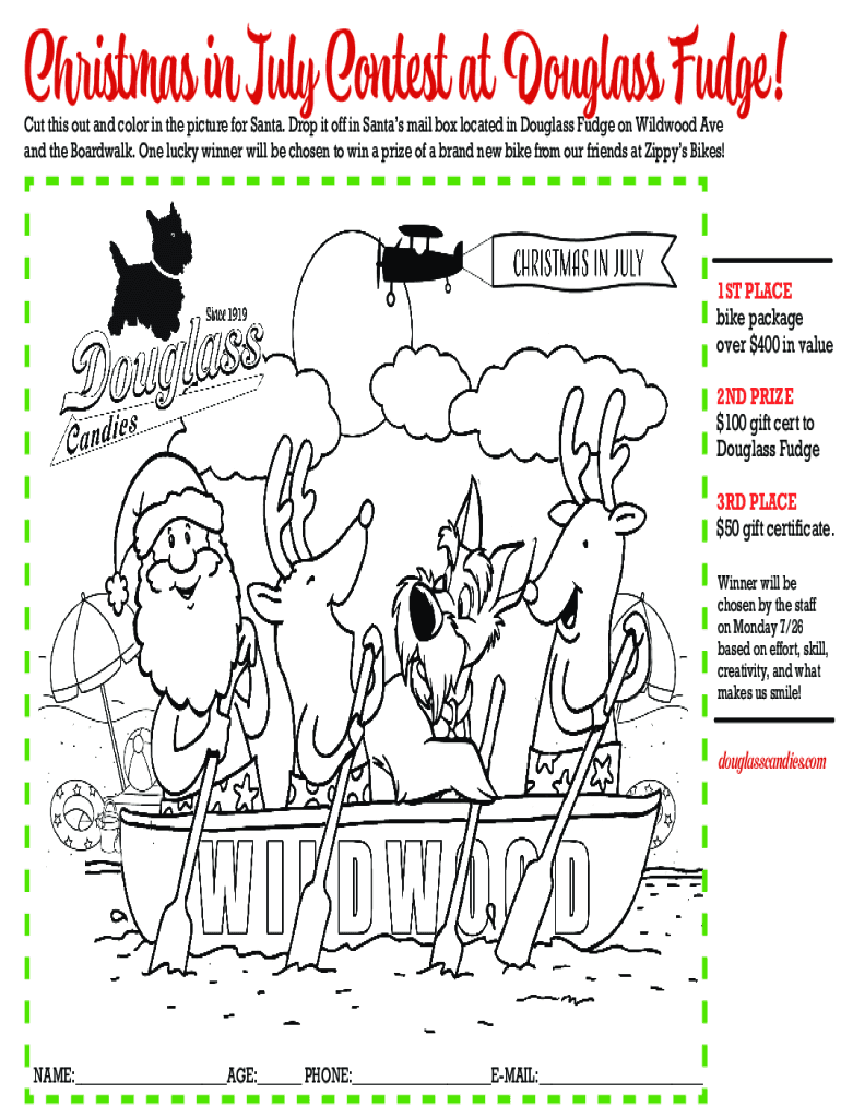 Fillable Online Douglass Christmas in July Coloring Contest Flyer Fax ...