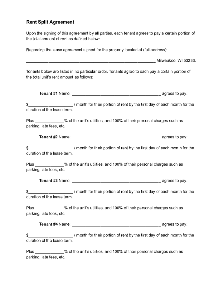 Fillable Online Rent Split Agreement Fax Email Print - pdfFiller