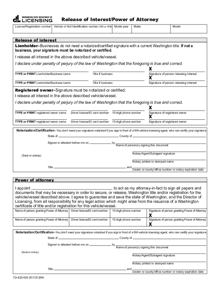 2021-2025 Form WA TD-420-050 Fill Online, Printable, Fillable, Blank ...