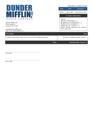 Fillable Online Purchase Order FormFree PO Template (US) Fax Email ...