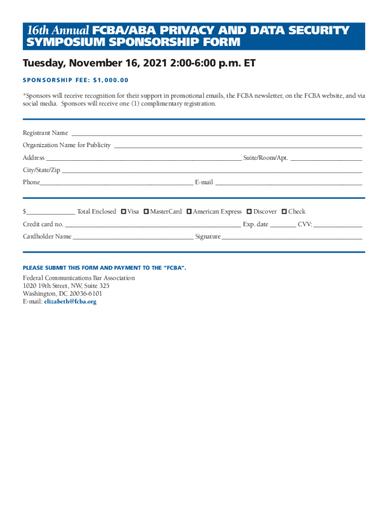 Fillable Online SYMPOSIUM SPONSORSHIP FORM Fax Email Print - pdfFiller
