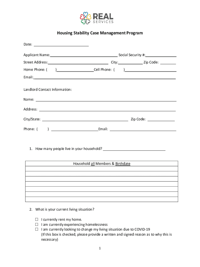 Fillable Online HOUSING STABILITY PROGRAM APPLICATION Fax Email Print ...