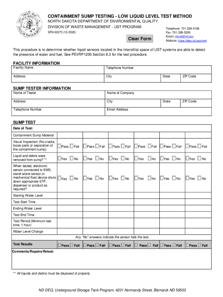 Fillable Online Form For Documenting Compliance With Low Liquid Level ...