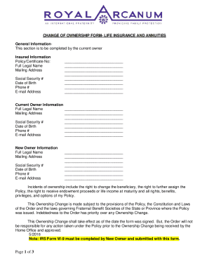 Fillable Online RA Change of Ownership Form Fax Email Print - pdfFiller