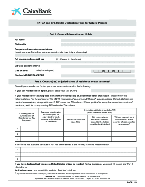Fillable Online FATCA and CRS Holder Declaration Form for Natural ...