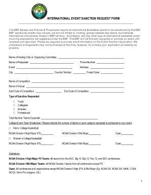Fillable Online INTERNATIONAL EVENT SANCTION REQUEST FORM Fax Email Print - pdfFiller
