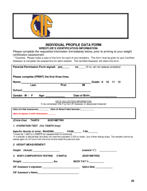 Fillable Online INDIVIDUAL PROFILE DATA FORM Fax Email Print - pdfFiller