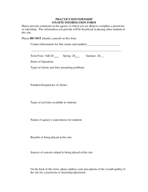 Fillable Online PRACTICUM/INTERNSHIP Fax Email Print - pdfFiller