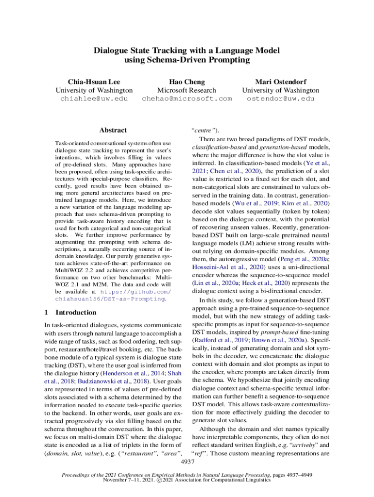 Fillable Online Dialogue State Tracking with a Language Model using ... Fax Email Print - pdfFiller